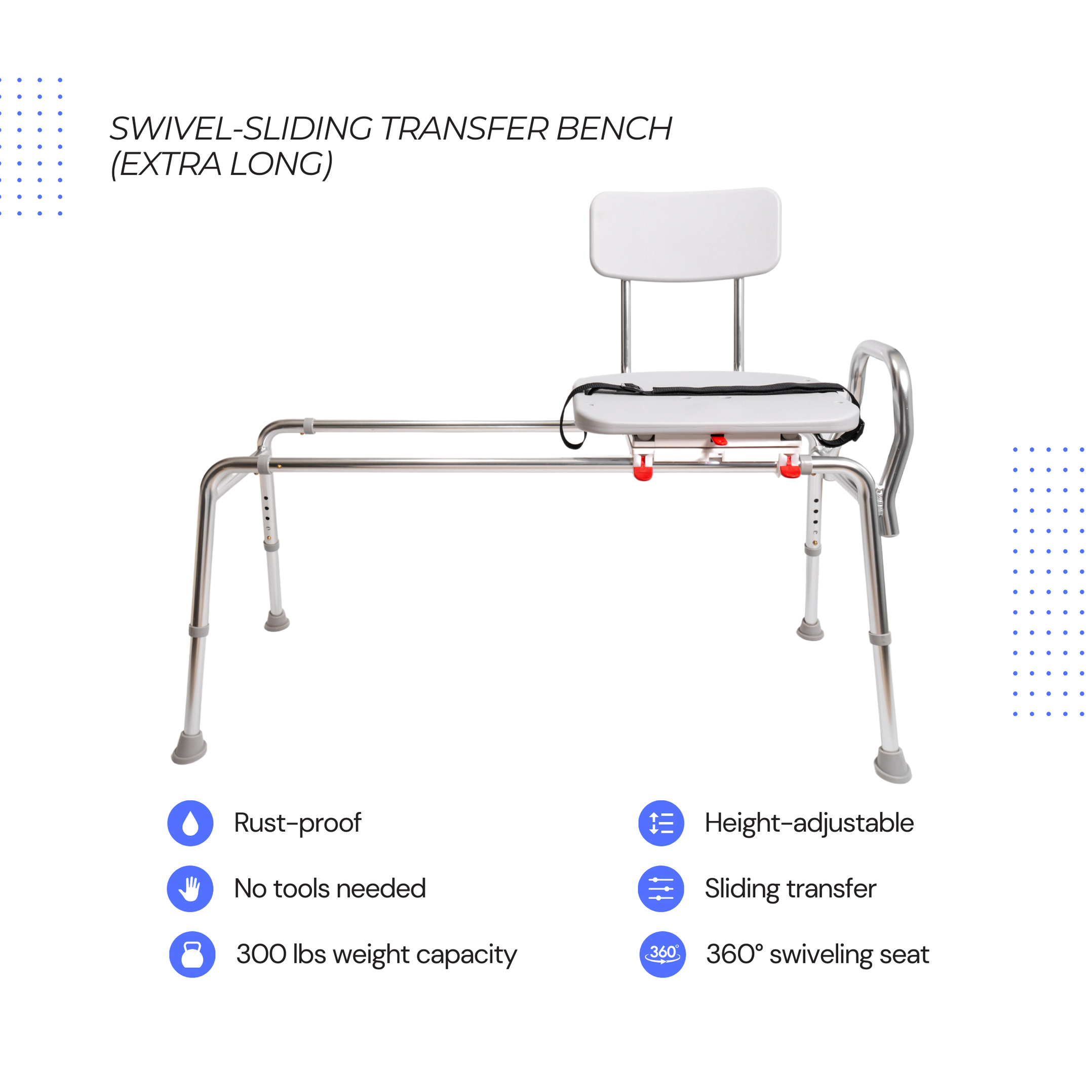Extra Long Swivel Sliding Tub Transfer Bench – 77692 | Eagle Health ...