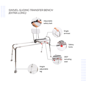 Extra Long Swivel Sliding Tub Transfer Bench – 77692 | Eagle Health ...